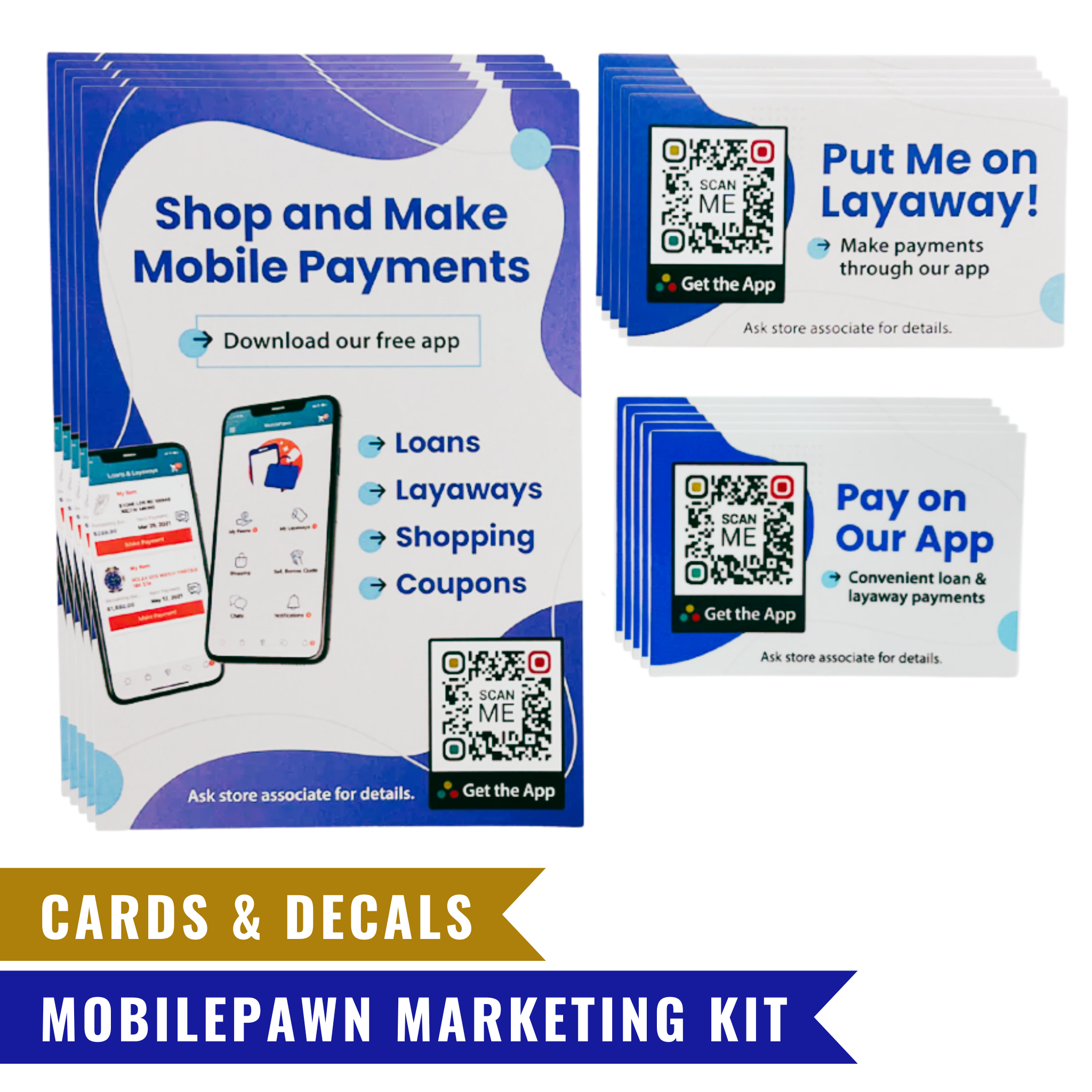 MobilePawn Marketing Cards & Decal Kit – Bravo Store Supplies